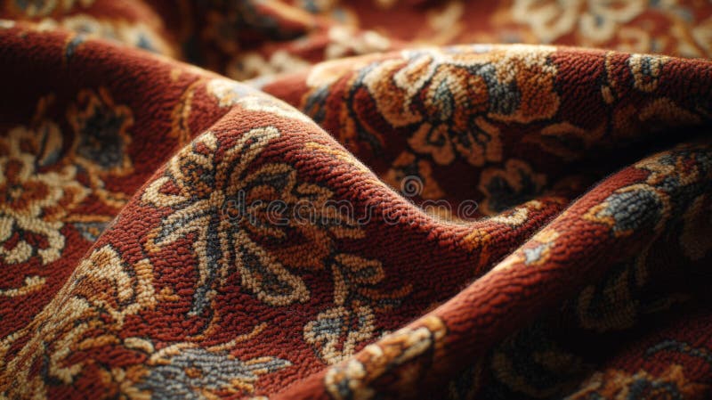 Red Patterned Carpet Fabric Texture Detail Stock Illustration ...