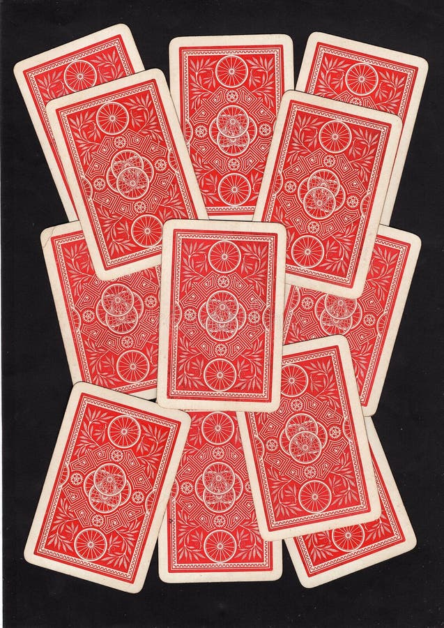 Red Patterned Vintage Playing Card Backs. Stock Image - Image of rummy ...
