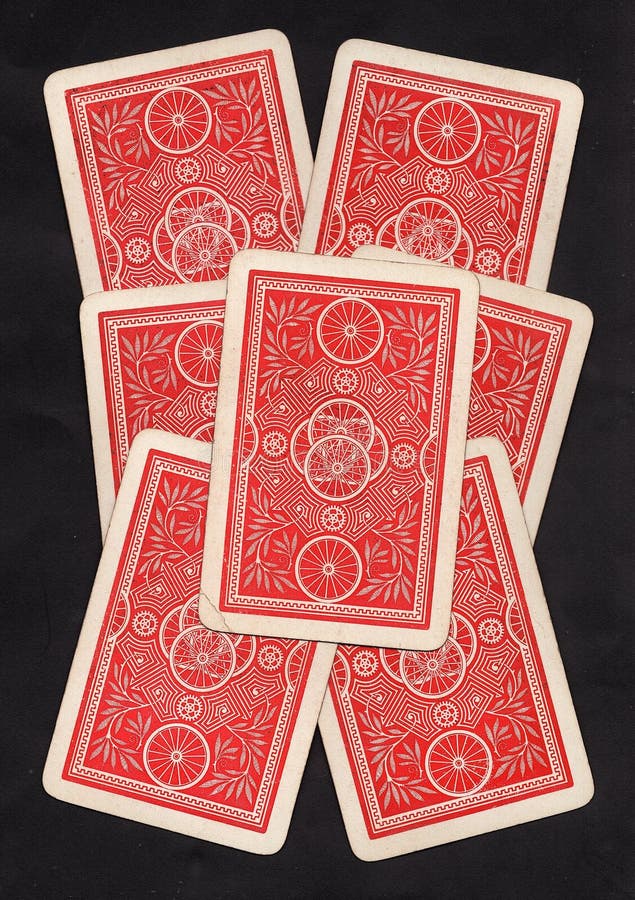 Red Patterned Vintage Playing Card Backs. Stock Photo - Image of cards ...