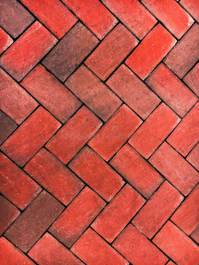 The Texture of Red Paving Slabs Laid with a Herringbone.Paving Slab ...