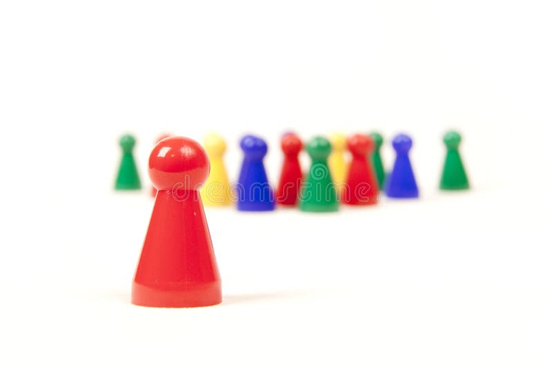 Red in a Group of Black and White Toy Figurines Stock Photo - Image of ...