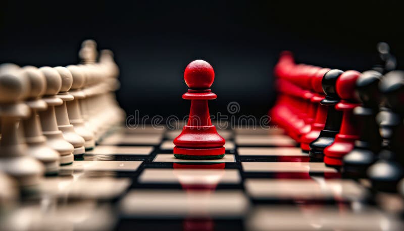 Red Pawn is on a Chess Board with a Black King. Stock Illustration ...