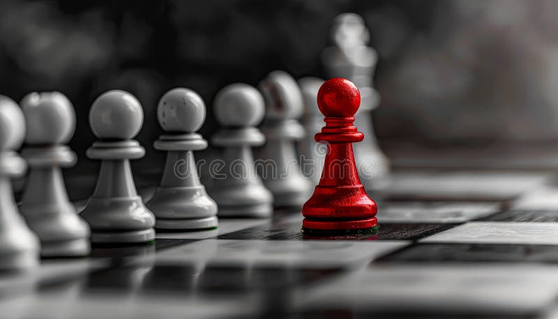 Red Pawn is on a Chess Board with a Black King. Stock Illustration ...