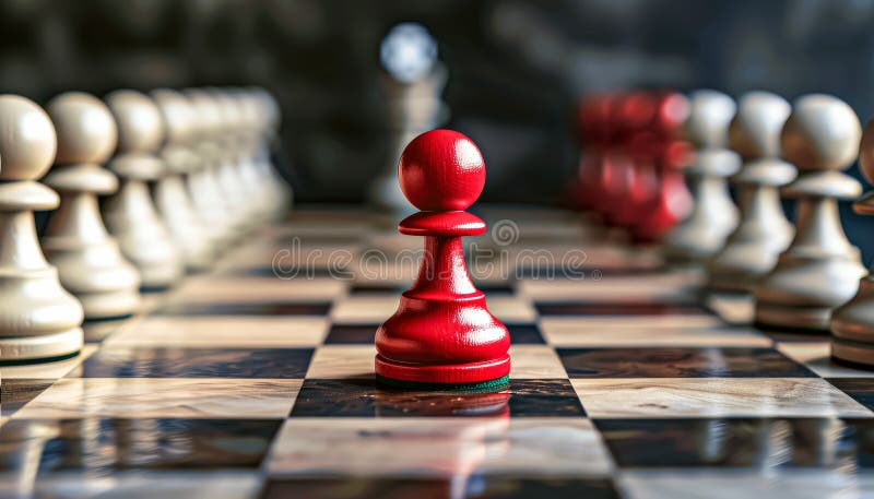 Red Pawn is on a Chess Board with a Black King. Stock Illustration ...