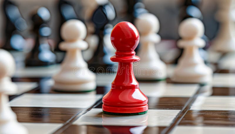 Red Pawn is on a Chess Board with a Black King. Stock Illustration ...