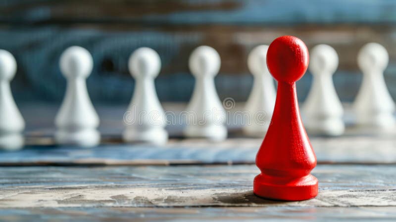 Red Pawn Confronting Group of White Pawns Stock Image - Image of battle ...