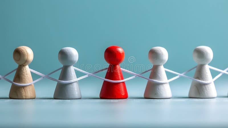 Red Pawn Connected by Strings To White Pawns Networking Leadership ... Red Pawn Connected by Strings To White Pawns Networking Leadership ...