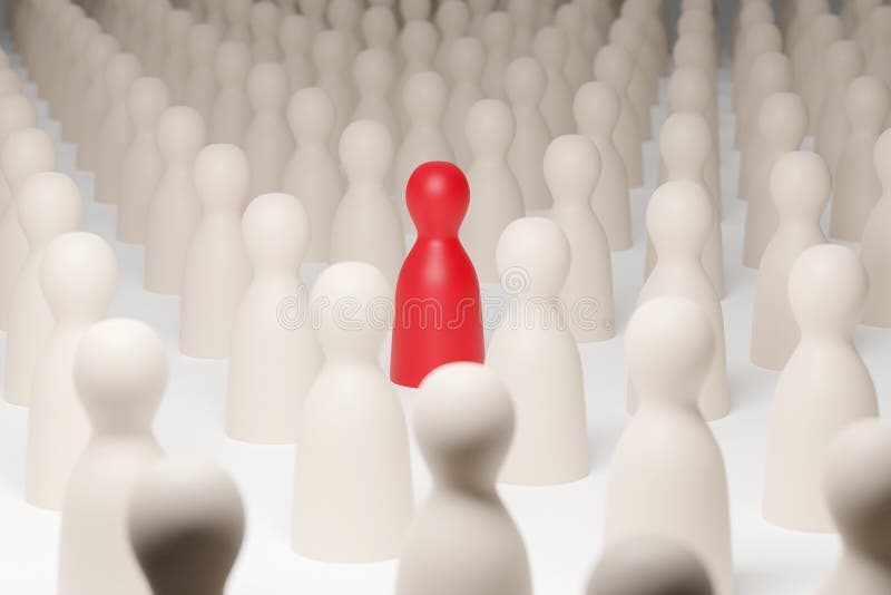 Red Pawn Figure Surrounded by White Pawns. Selective Focus Stock ...
