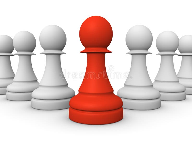 Red Pawn in Front of White Pawns Stock Illustration - Illustration of ...