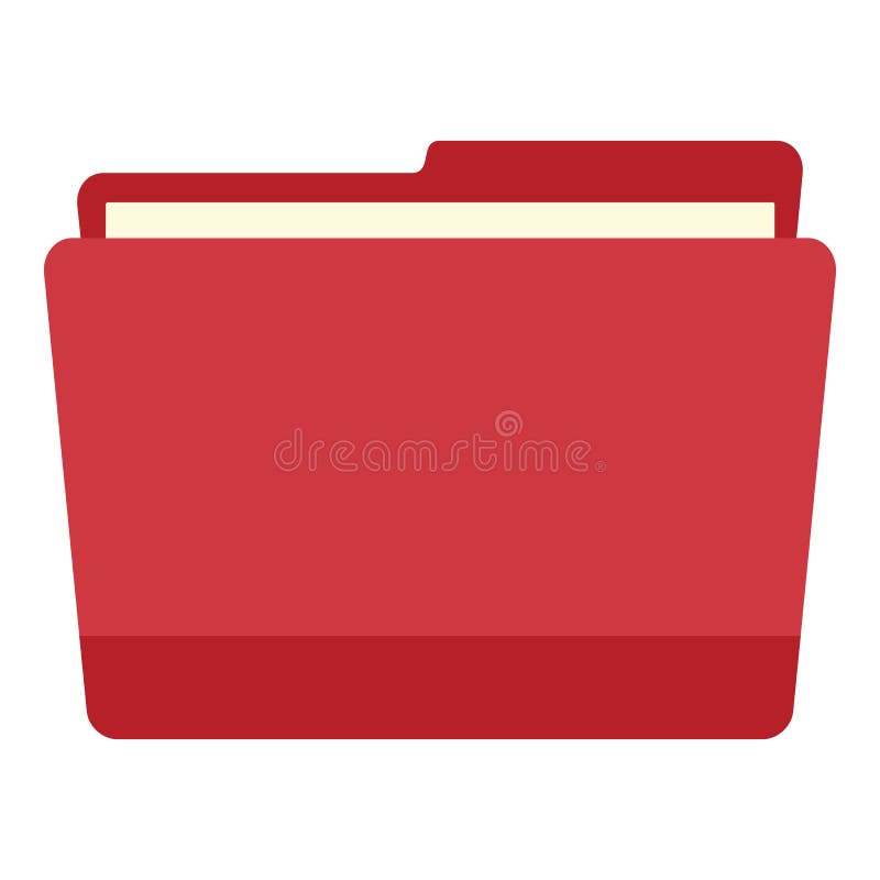 Red Pc File Folder Icon, Flat Style Stock Vector - Illustration of ...
