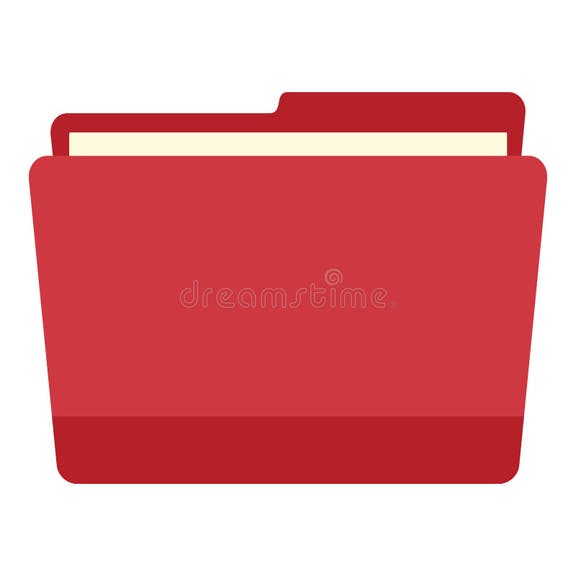 Red Pc File Folder Icon, Flat Style Stock Vector - Illustration of ...