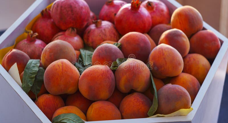 Red Peaches are Picked at the Grocery Store Counter Stock Photo - Image ...