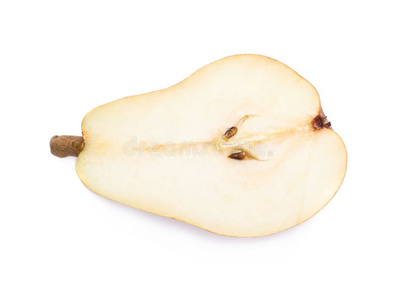 Red Pear Cut In Half Isolated Stock Image - Image of background ...