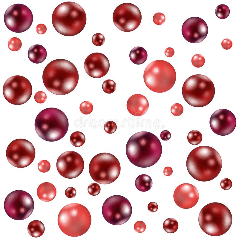 Red Pearls of Different Sizes are Scattered on a White Background at ...
