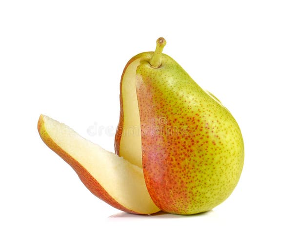 Red Pears Cut Pieces on White Background. Stock Photo - Image of object ...