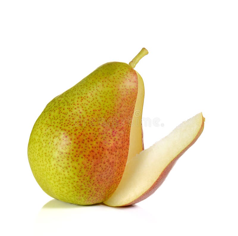 Red Pears Cut Pieces on White Background. Stock Photo - Image of fruit ...