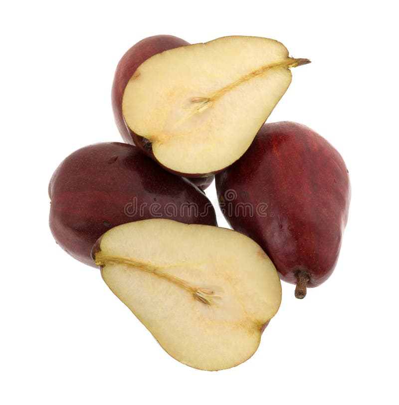 Red pears cut and whole stock image. Image of fruit, washed - 93570841