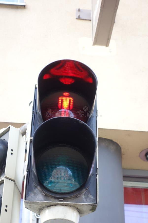 Red Pedestrian Traffic Light on the Street Stock Photo - Image of ...