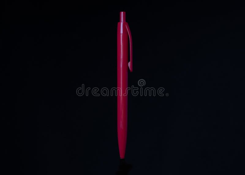 Red Pen on Black Background. Copy Space, Isolated Stock Image - Image ...