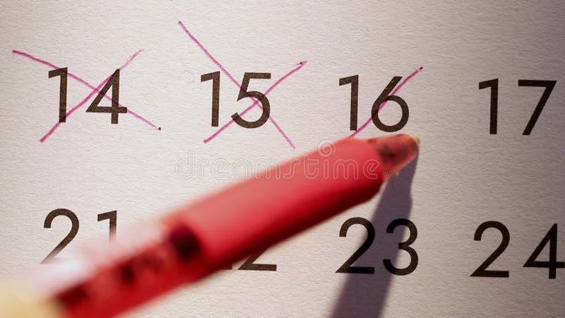 Crossing dates in calendar stock video. Video of passing - 120806701