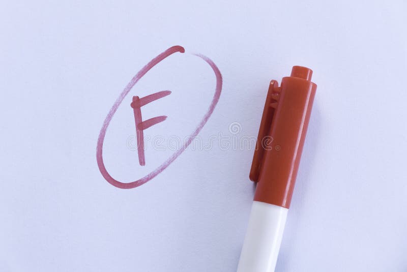 Red Pen and F Grade on Paper for Academic Feedback and Assessment ...