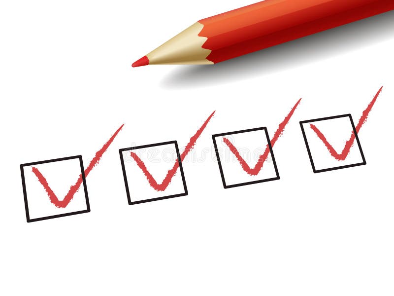 Red Pen Marking on the Check Box Stock Illustration - Illustration of ...