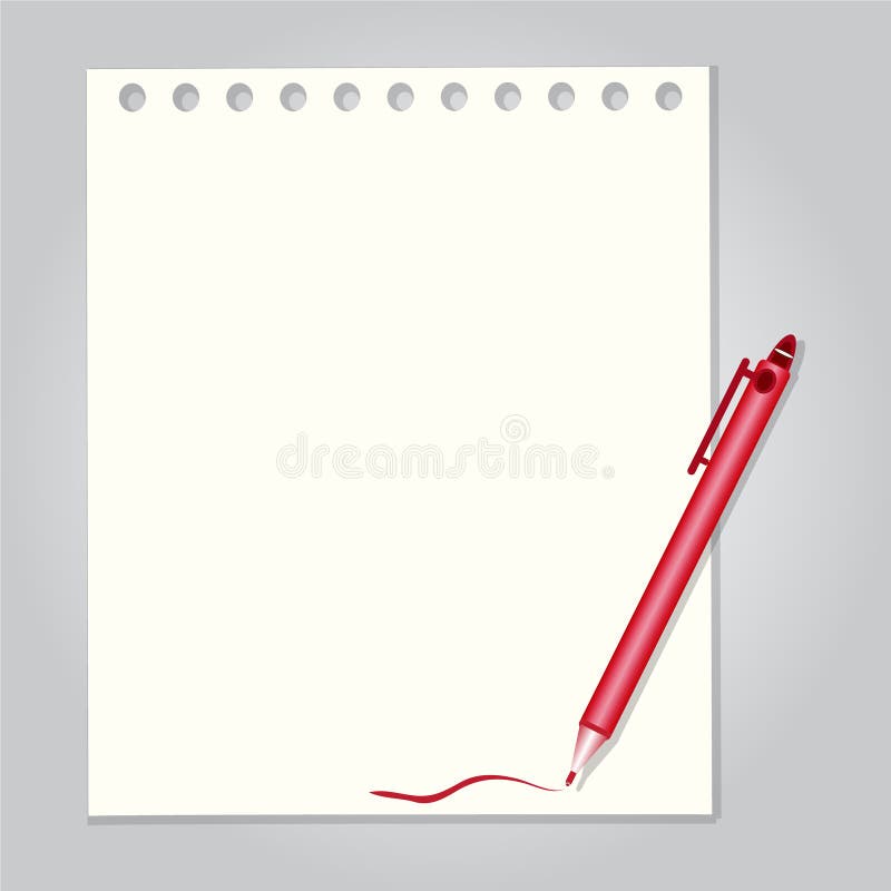 Pen with Paper Background Vector Illustration Stock Vector ...