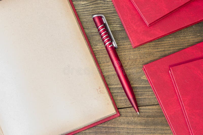 An Old Pen on a Red Book stock image. Image of diary, write - 1926227