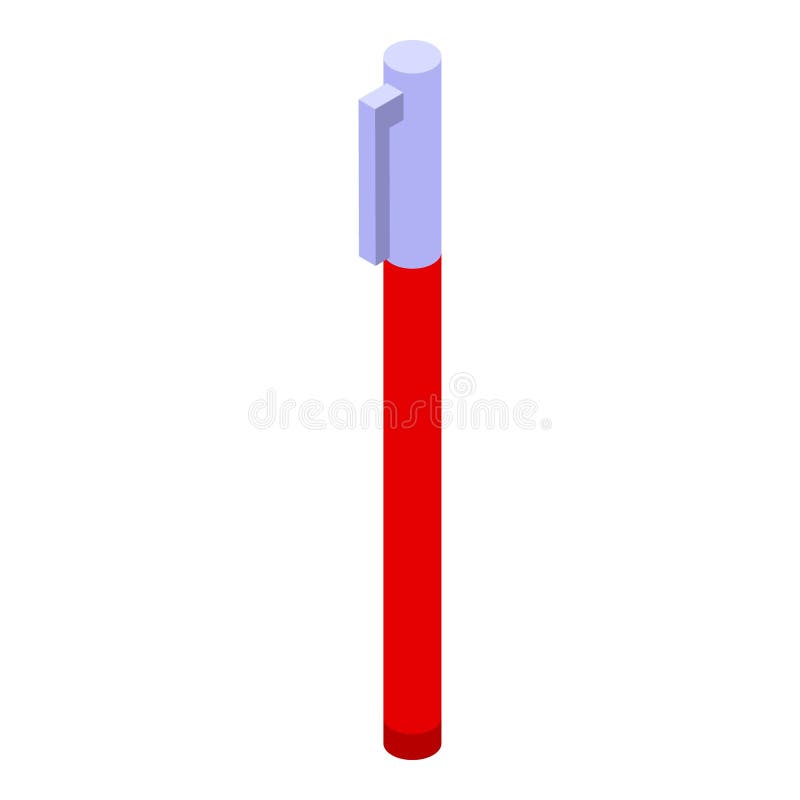 Red Pen Standing Up with Cap on Isometric View Stock Illustration ...