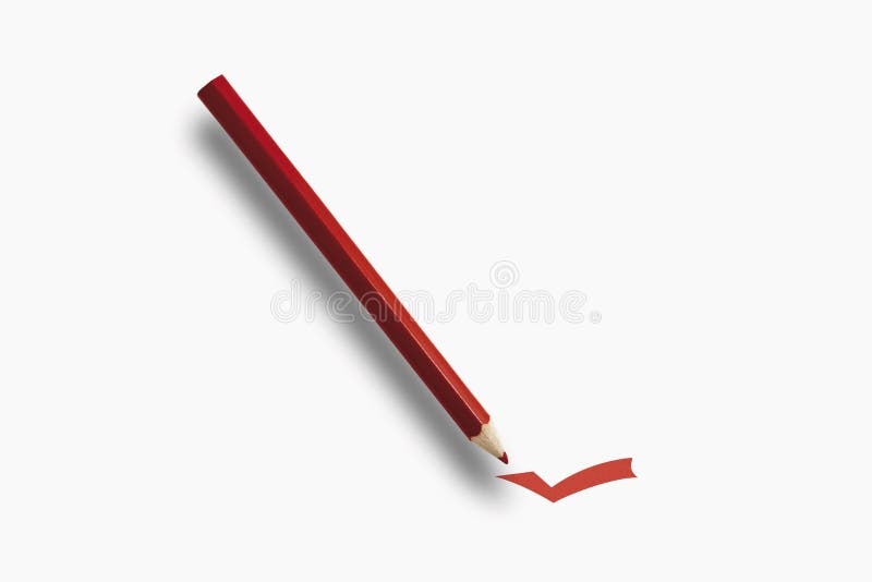 Red pencil with check mark stock photo. Image of affirm - 50492852