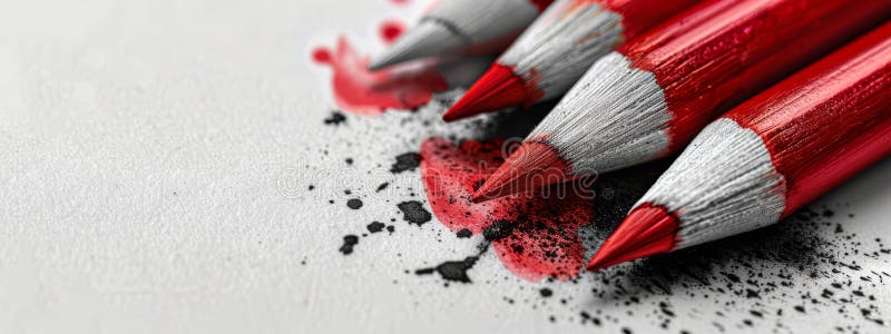 A Red Pencil Cluster Atop Black-and-white Crayon Pencils Stack Stock ...