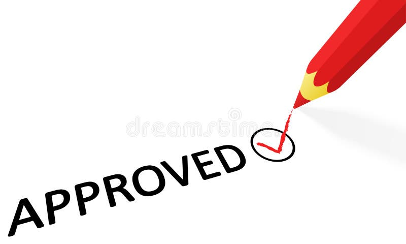 Red Pencil And Text Approved Stock Vector - Illustration of acceptance ...
