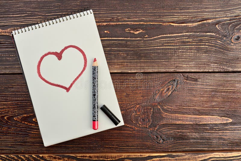 Red Pencil and a Drawn Heart. Stock Photo - Image of drawing, holiday ...