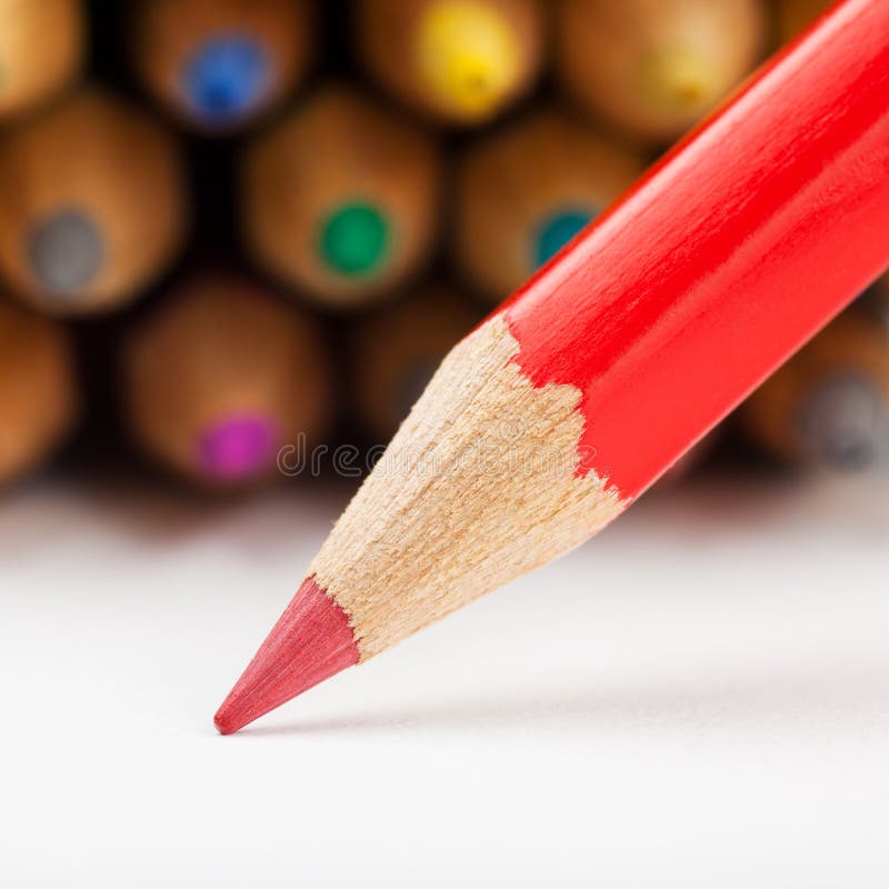 Red Pencil Draws or Writing on Paper Sheet Stock Image - Image of ...