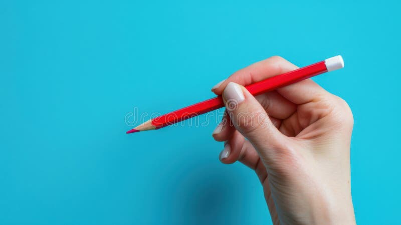 The Red Pencil in Hand.AI Generated Image Stock Image - Image of ...