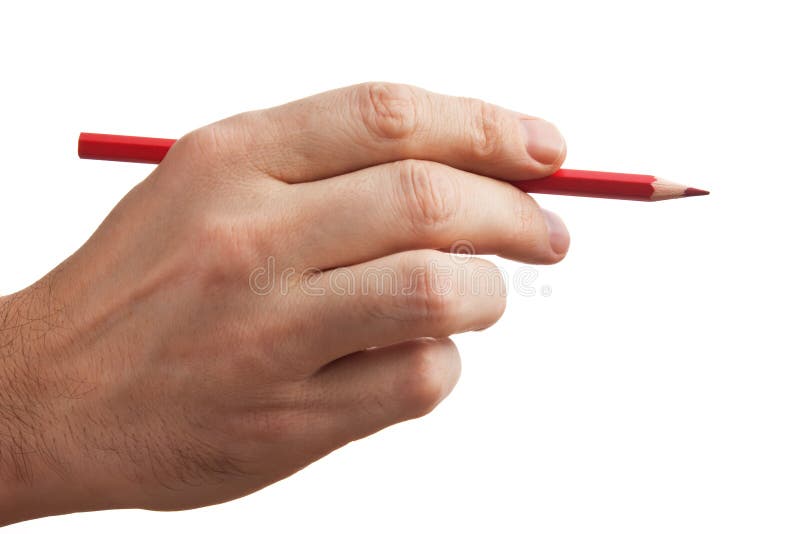 Female Hand Holds Big Red Pencil Stock Image - Image of academic ...