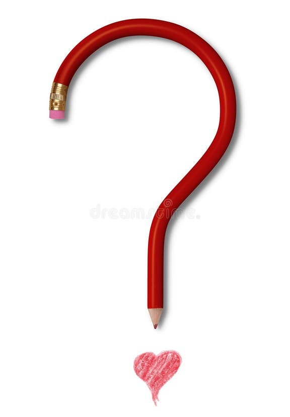 Red Pencil Love Question stock photo. Image of romance - 16354564