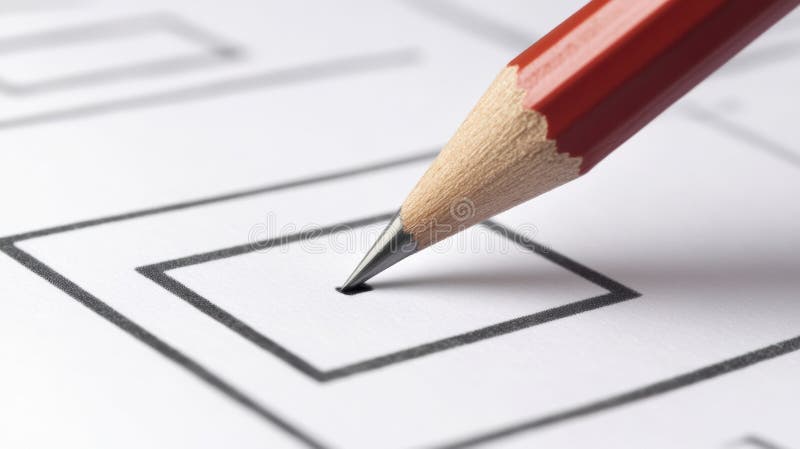 Red Pencil Marks a Checkbox on Ballot Paper during Voting Process Stock ...