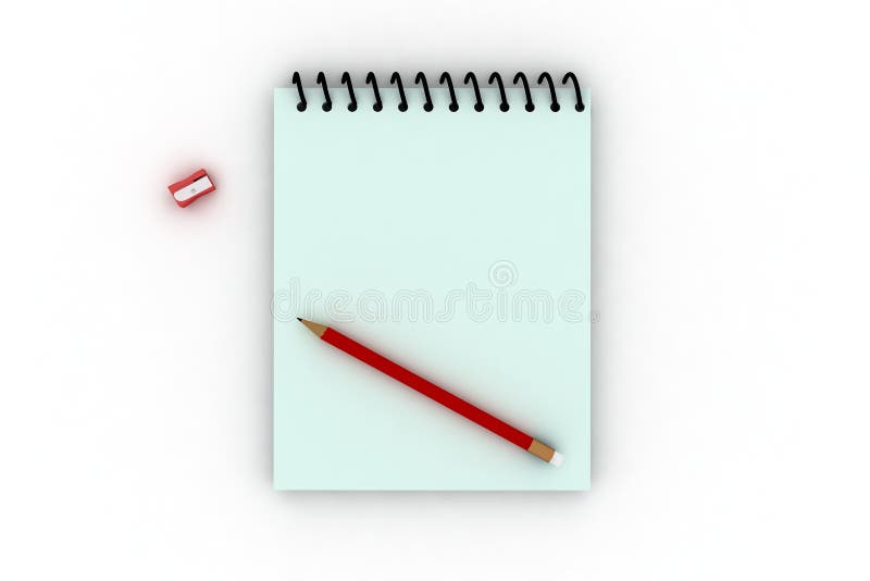 Red pencil on a notepad stock illustration. Illustration of sharpen ...