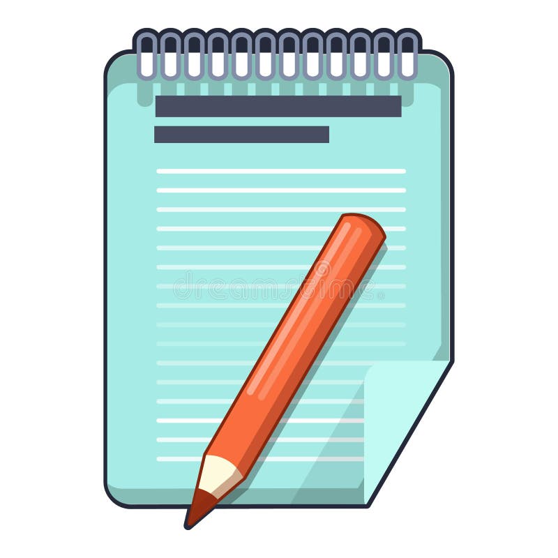 Red Pencil and Notepad Icon, Cartoon Style Stock Vector - Illustration ...