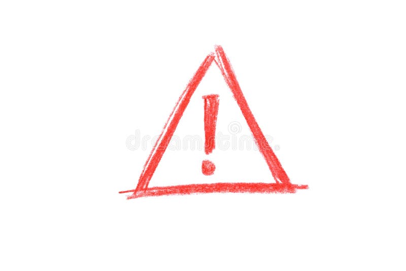 A Red Pencil Sketch of an Attention Sign Stock Photo - Image of label ...