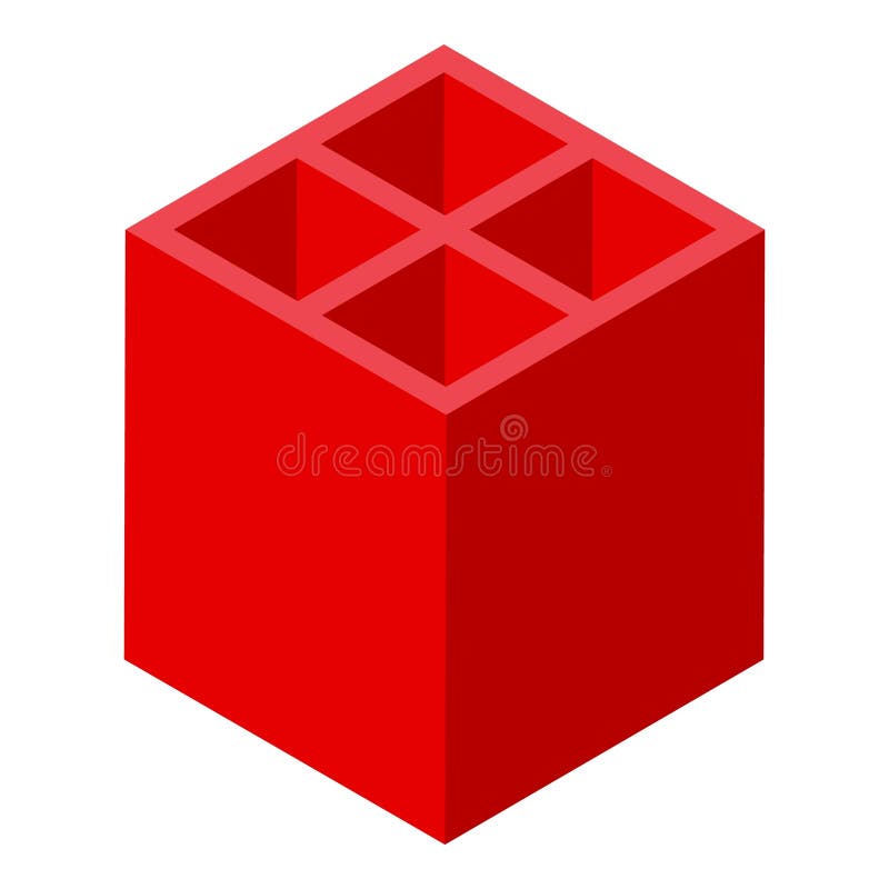 Red Pencil Stand Icon Isometric Vector. Box Holder Stock Illustration ...