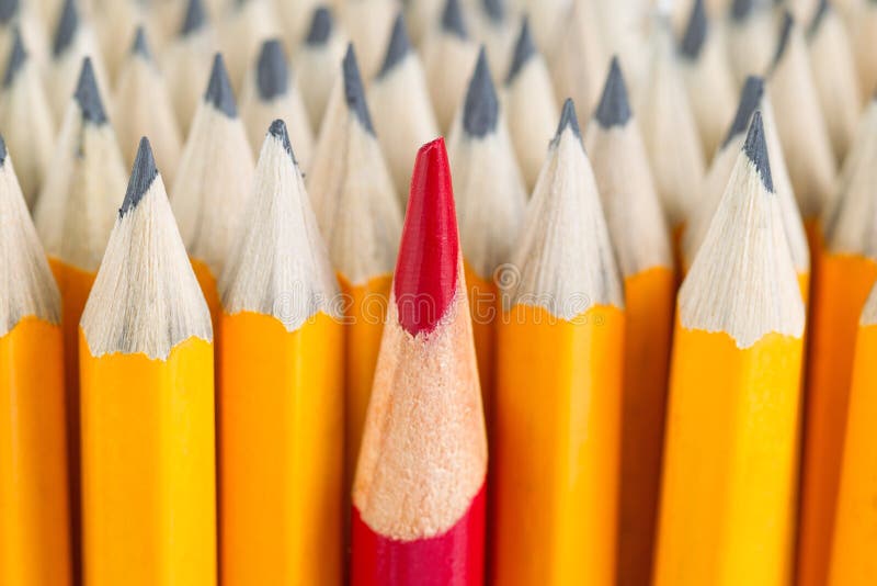 Red Pencil Tip In Stack Of Regular Pencil Tips Stock Photo - Image of ...