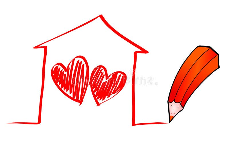 Red Pencil To Draw House Stock Illustrations – 9 Red Pencil To Draw ...