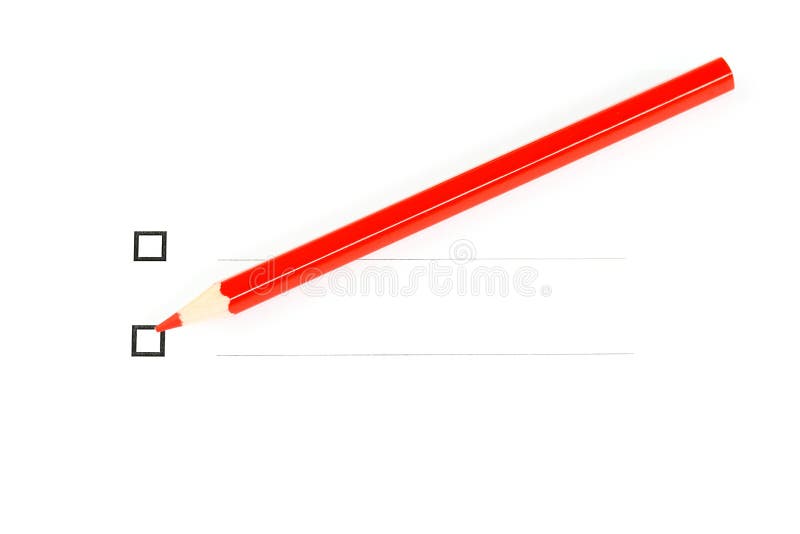 Red Pencil with Two Unticked Checkboxes Stock Photo - Image of ...