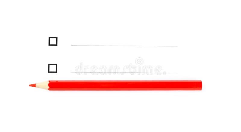 Red Pencil Under Two Unticked Checkboxes Stock Image - Image of mark ...
