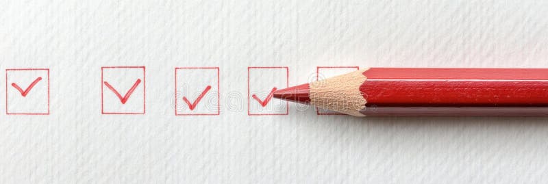 Red Pencil Marking a Checkbox on Ballot Paper during an Election ...