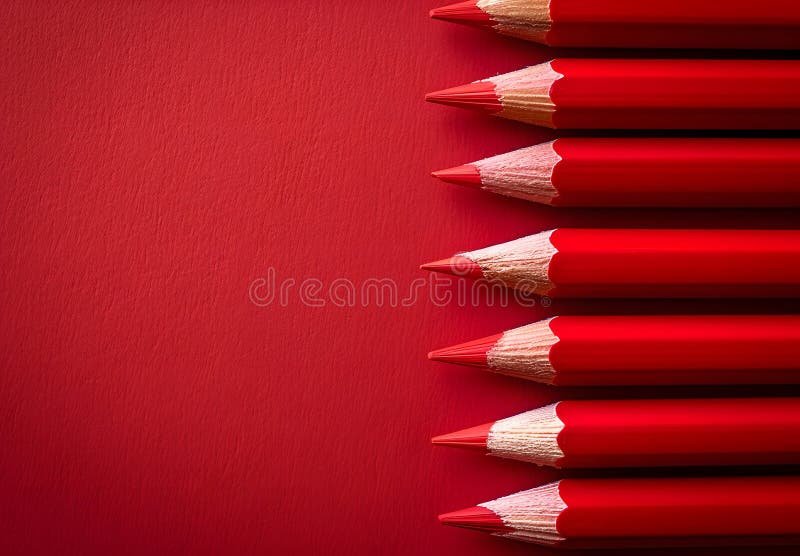 Red Pencils on Red Background, Minimalist Art Stock Illustration ...