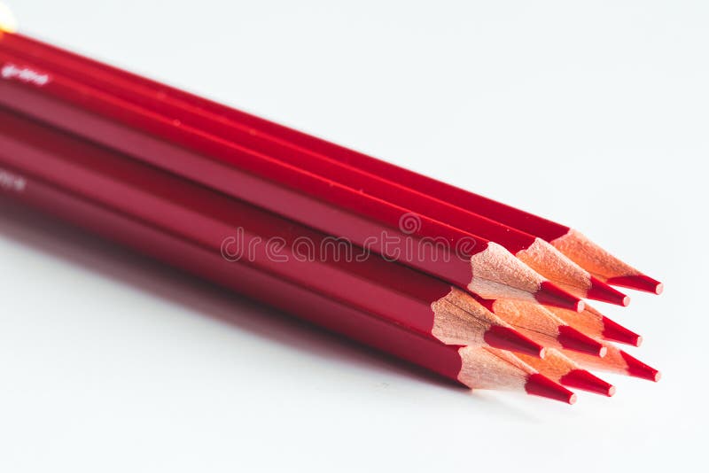 Red Pencils on a White Background. Office Stock Photo - Image of ...