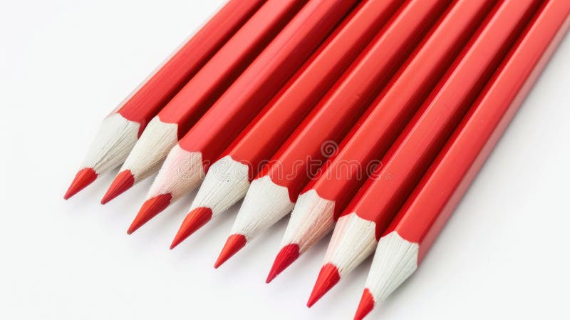 Red Pencils with White Outer Layer on White Background. Ai Generated ...